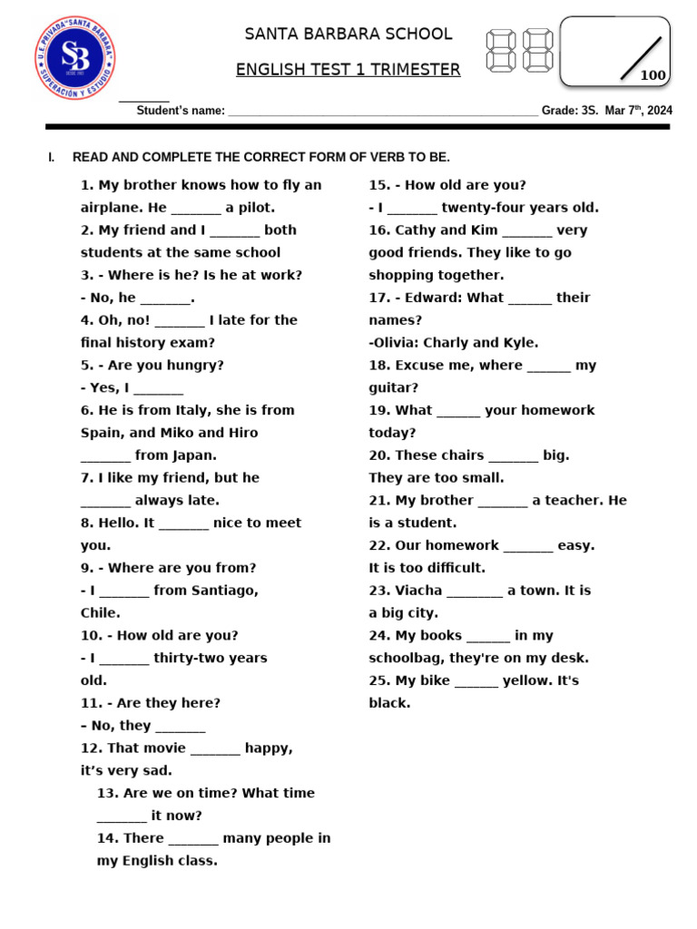 Verb Tobe | PDF
