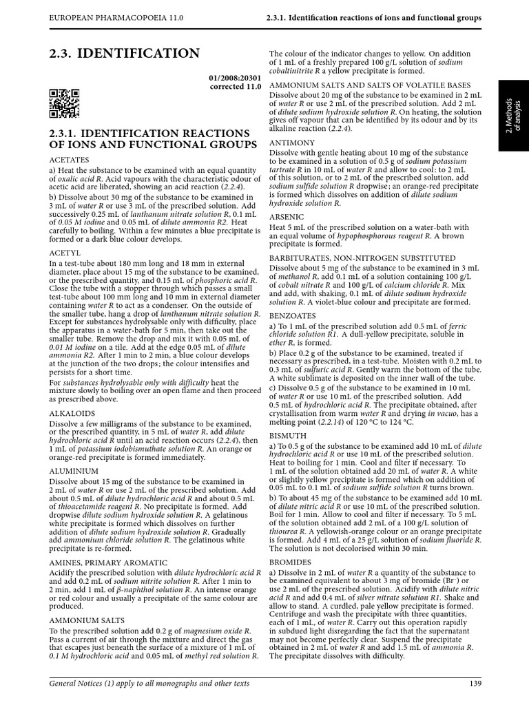 2.3.1. Identification Reactions of Ions and Functional Groups | PDF