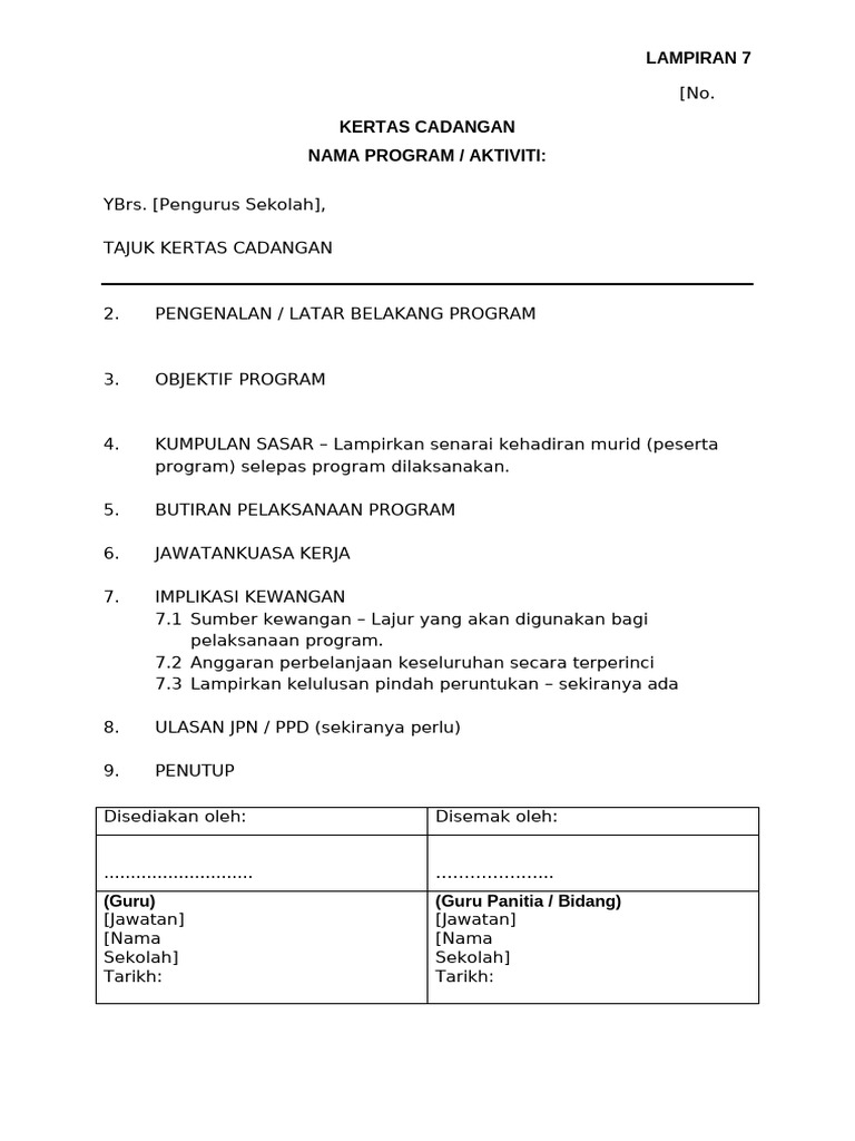 Format Kertas Kerja 2024 | PDF
