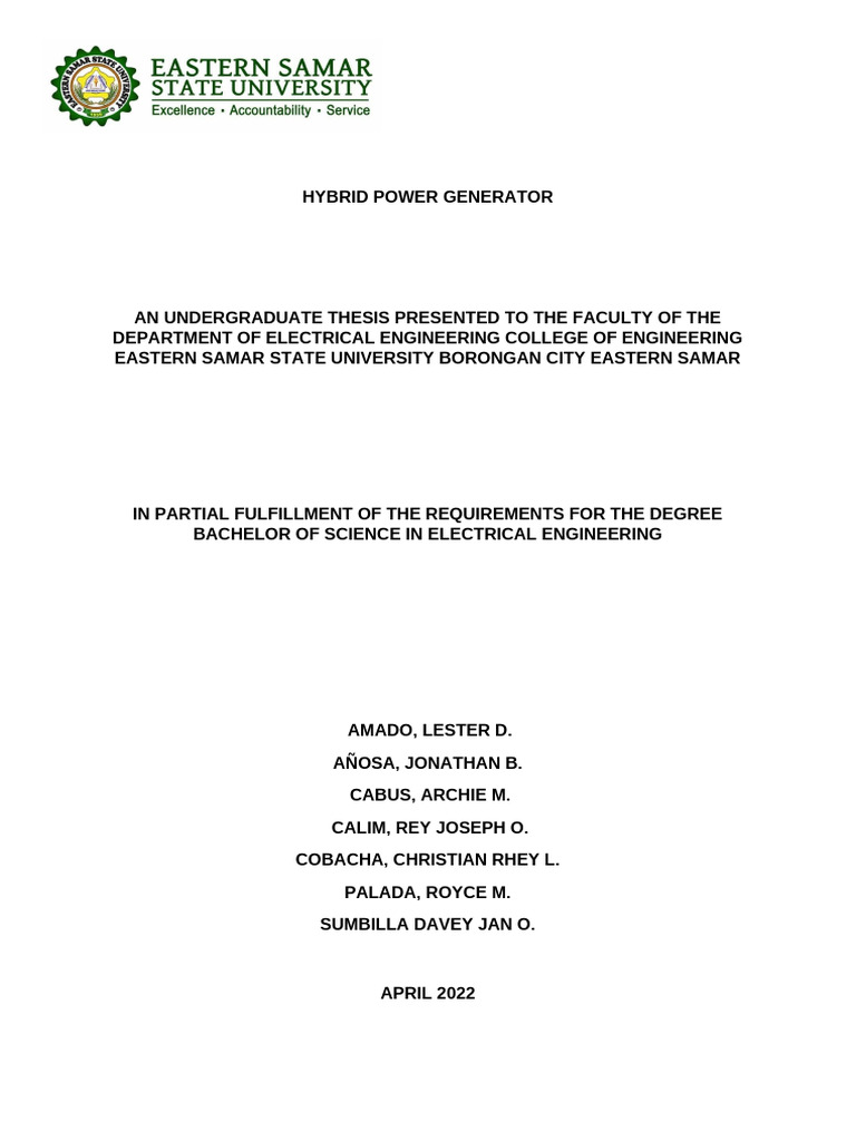 Thesis - Hybrid Power Generation | PDF
