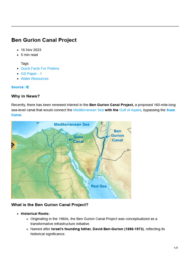 Suez Ben Gurion Canal | PDF