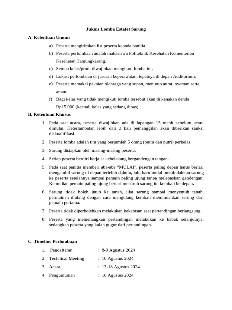 Juknis Lomba Estafet Sarung-1 | PDF