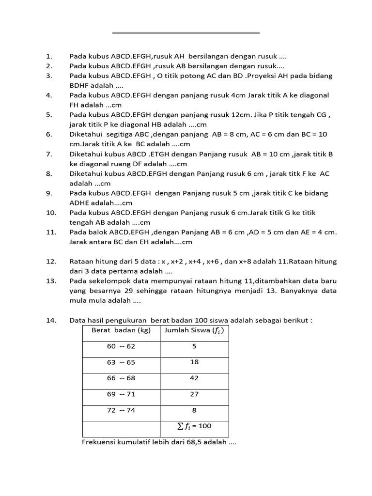 Latihan Soal Pas Ganjil Mat Wajib Kls Xii | PDF