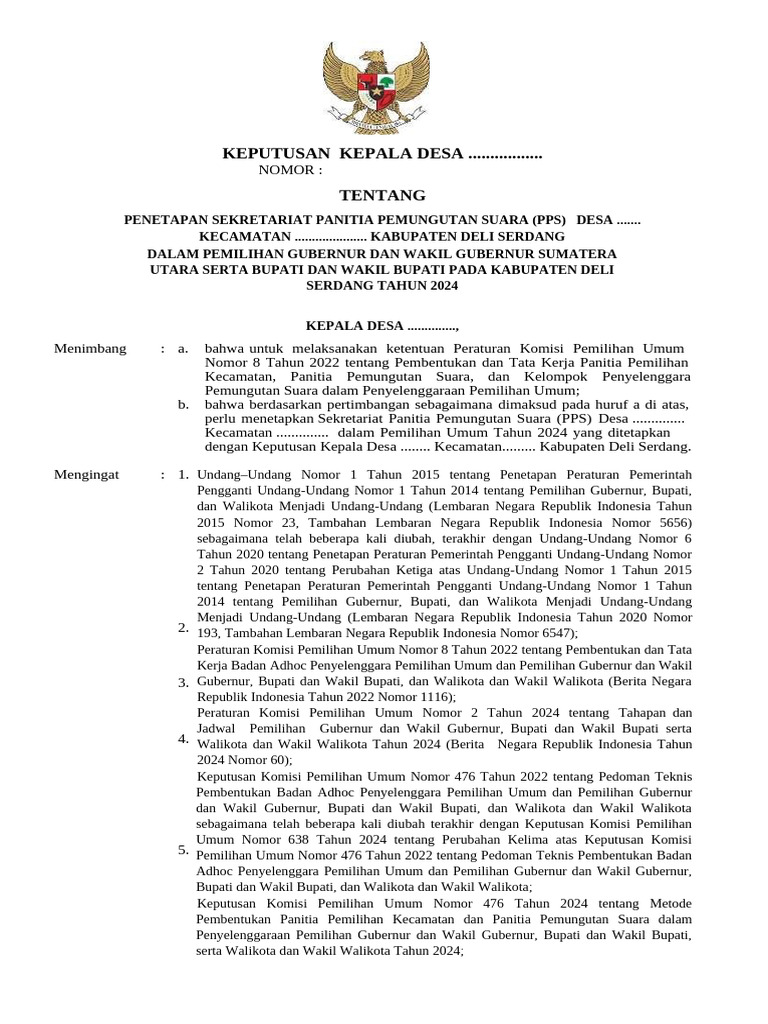 contoh sk kades | PDF