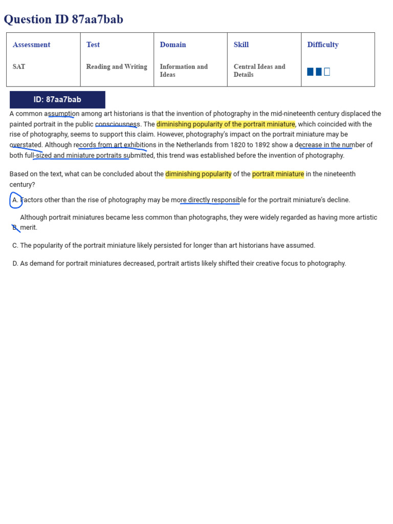 SAT Suite Question Bank - Central Ideas and Details | PDF
