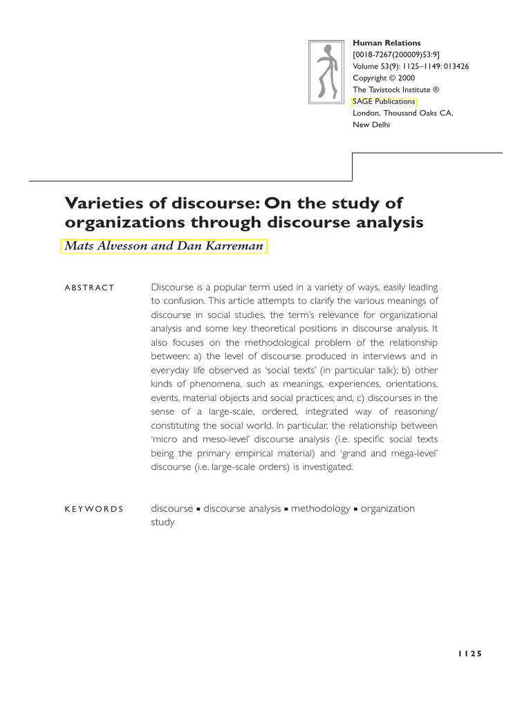 Alvesson 2000 Varieties of Discourse | PDF