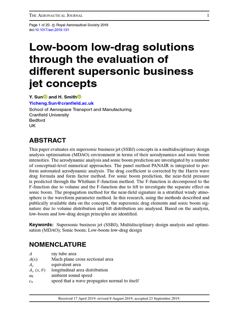 Low-Boom Low-Drag Solutions Through The Evaluation of Different ...