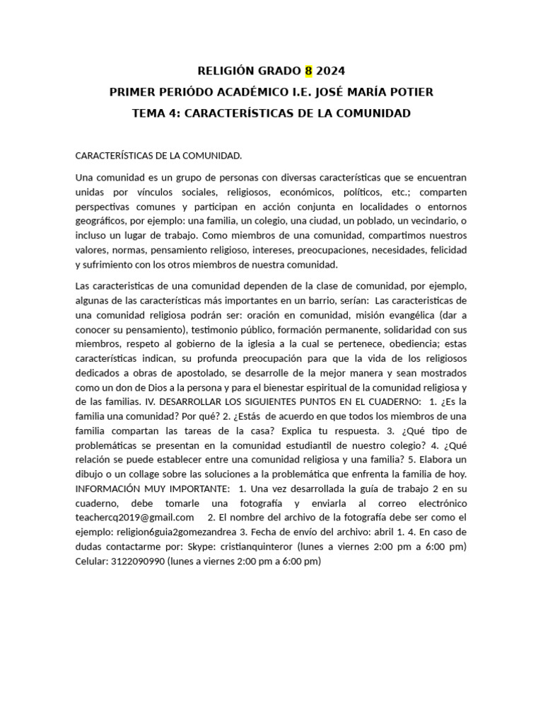 Tema 4-Caracteristicas de La Comunidad | PDF