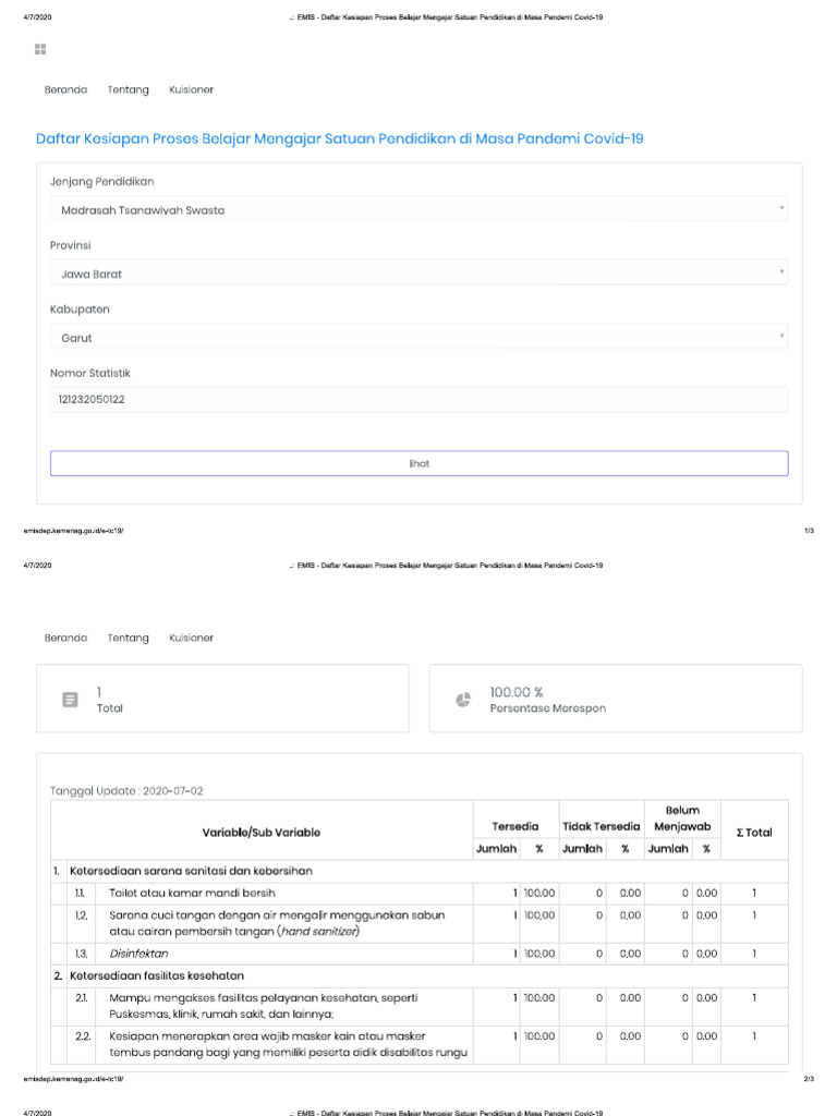 EMIS - Daftar Kesiapan Proses Belaj.. | PDF