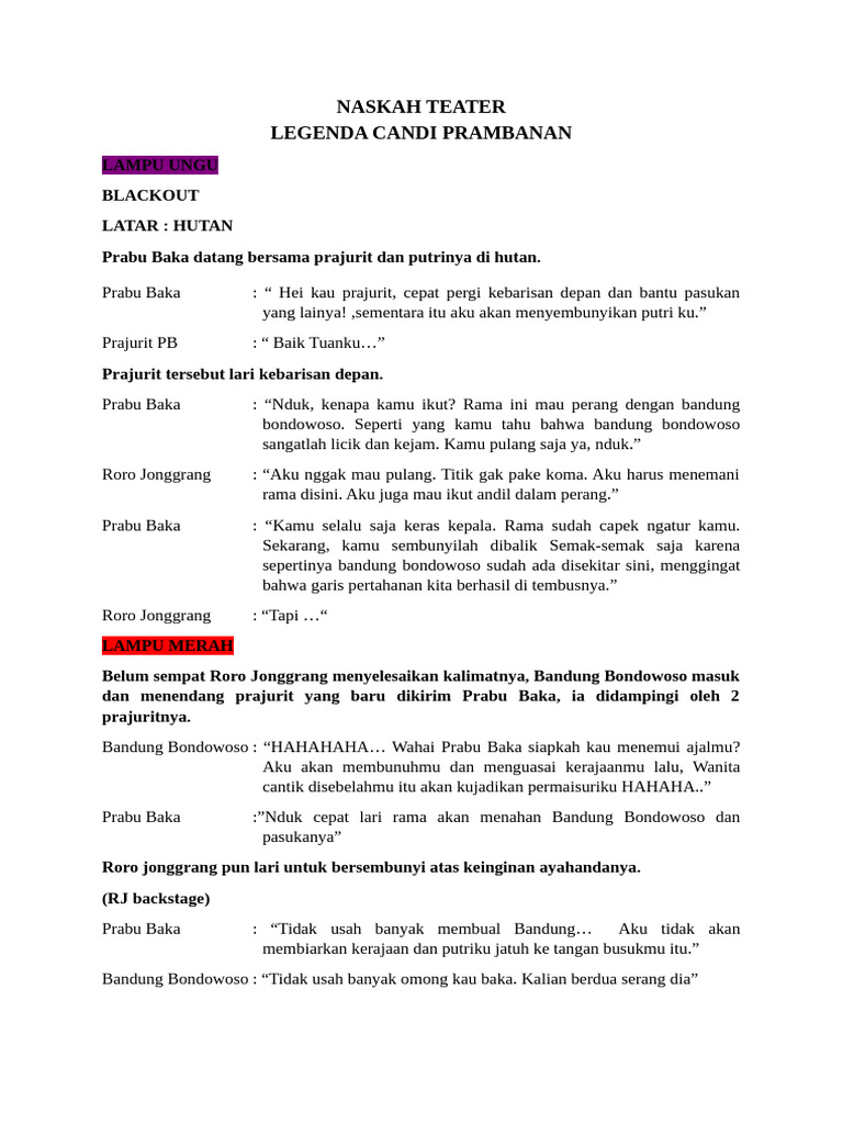 Skrip Teater Candi Prambanan (1) - 2 | PDF
