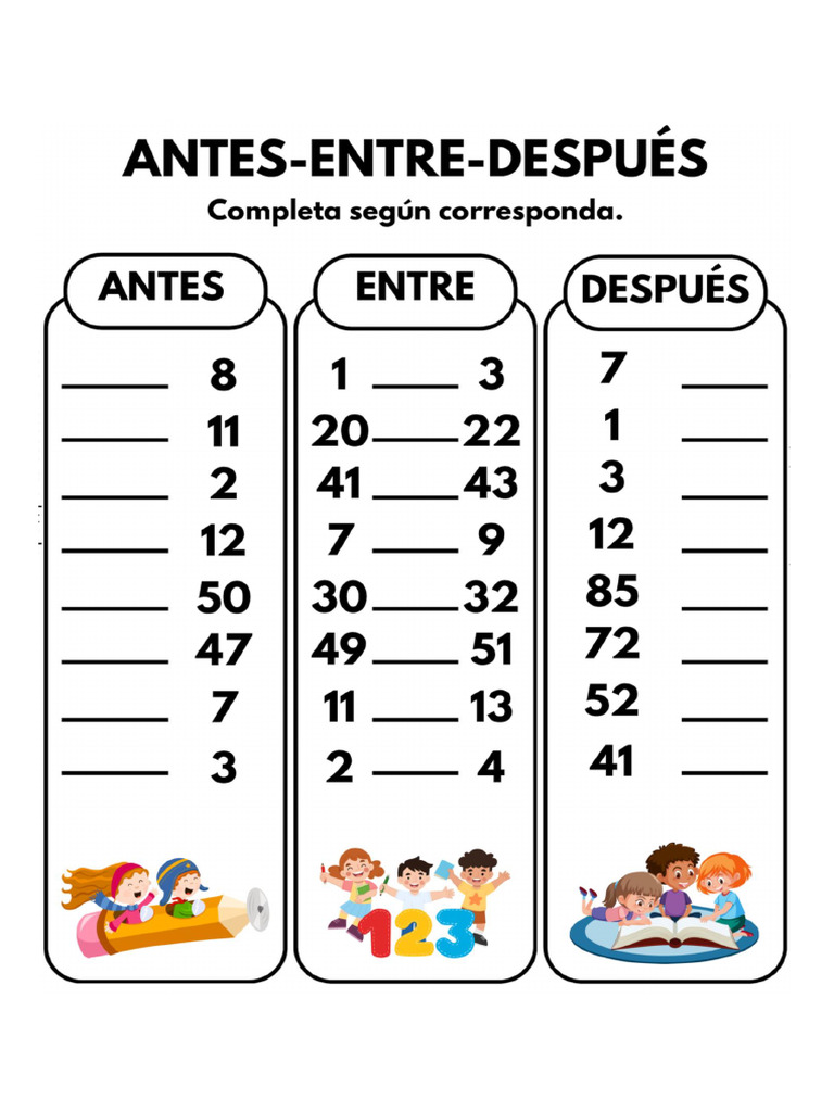 Números Antes Entre Después Pdf