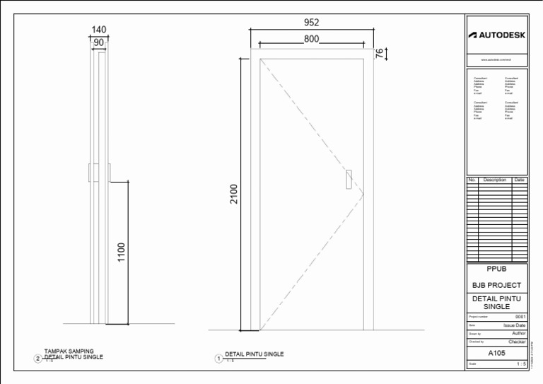 Detail Pintu Single Shop Drawing | PDF