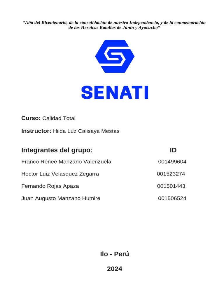 Entregable 1 - Calidad Total | PDF