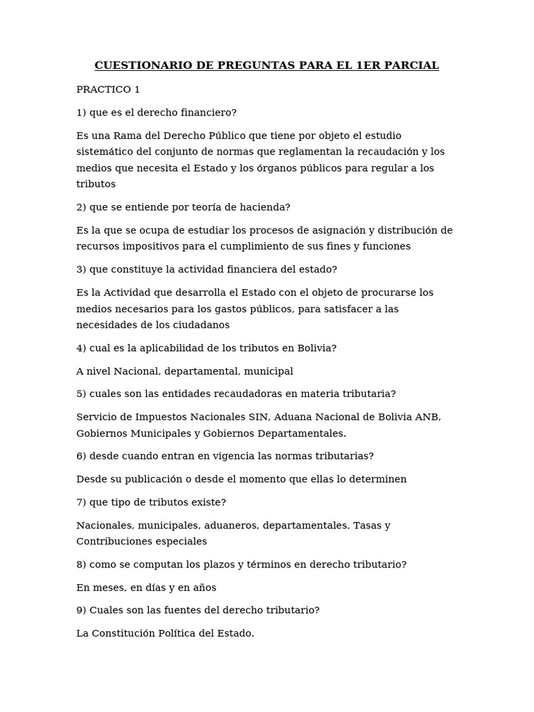 Cuestionario de Preguntas para El 1er Parcial Ultimo Modulo | PDF