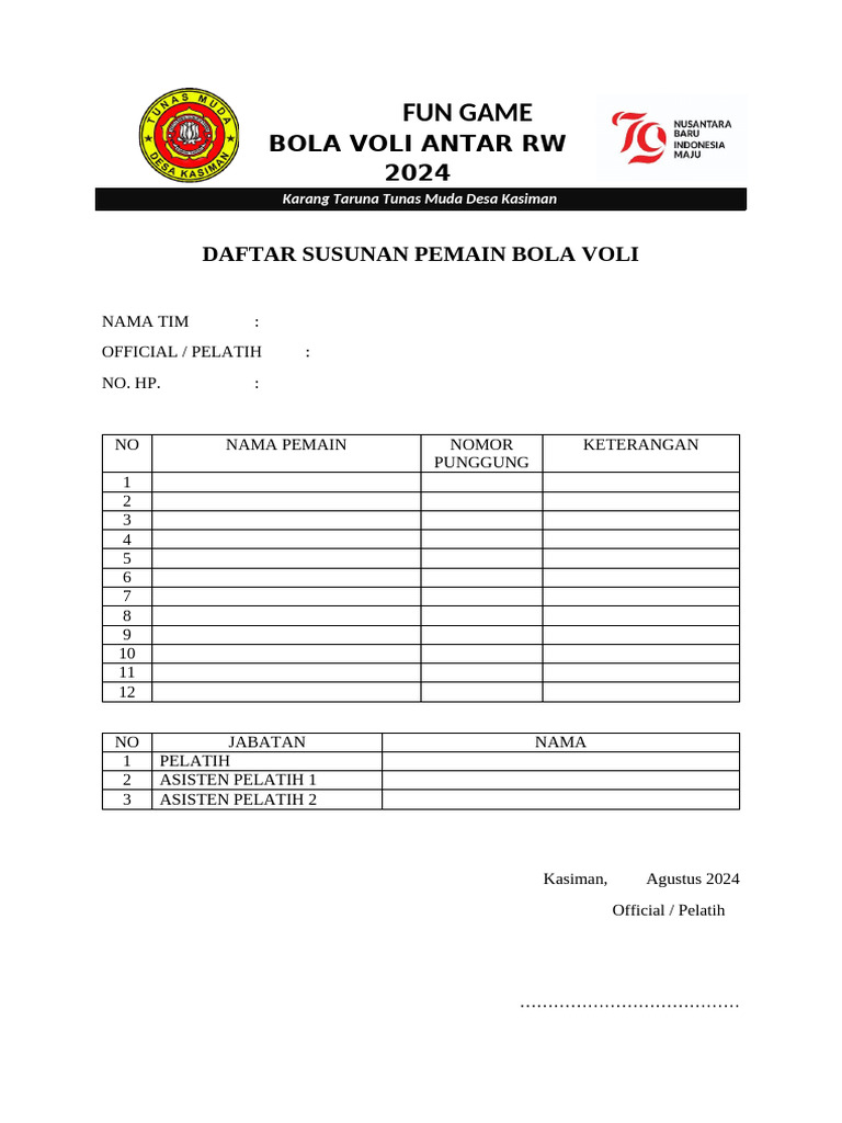 Daftar Susunan Pemain Bola Voli | PDF