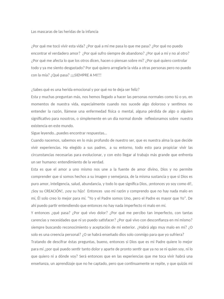 Heridas De La Infancia Pdf