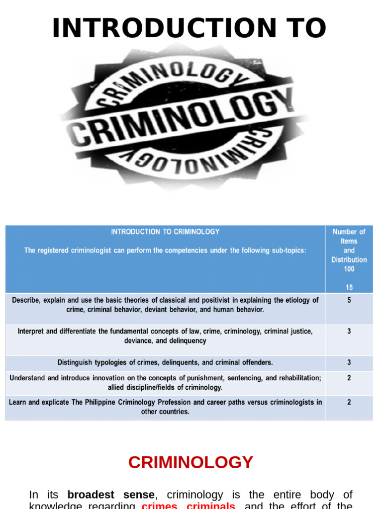 Introduction To Criminology | PDF