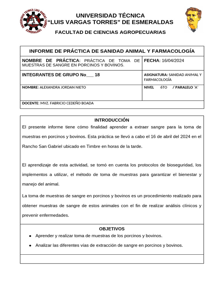 FORMATO INFORMES PRUEBAS DE LABORATORIO FACAP Rev. 0 | PDF