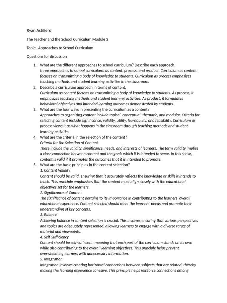 Teachers and Curriculum Assignment | PDF | Curriculum | Learning