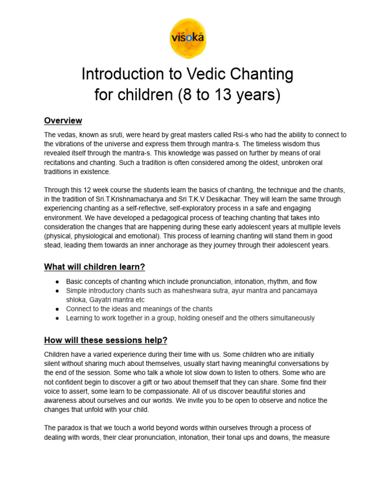 Introduction to Vedic Chanting for Kids | PDF