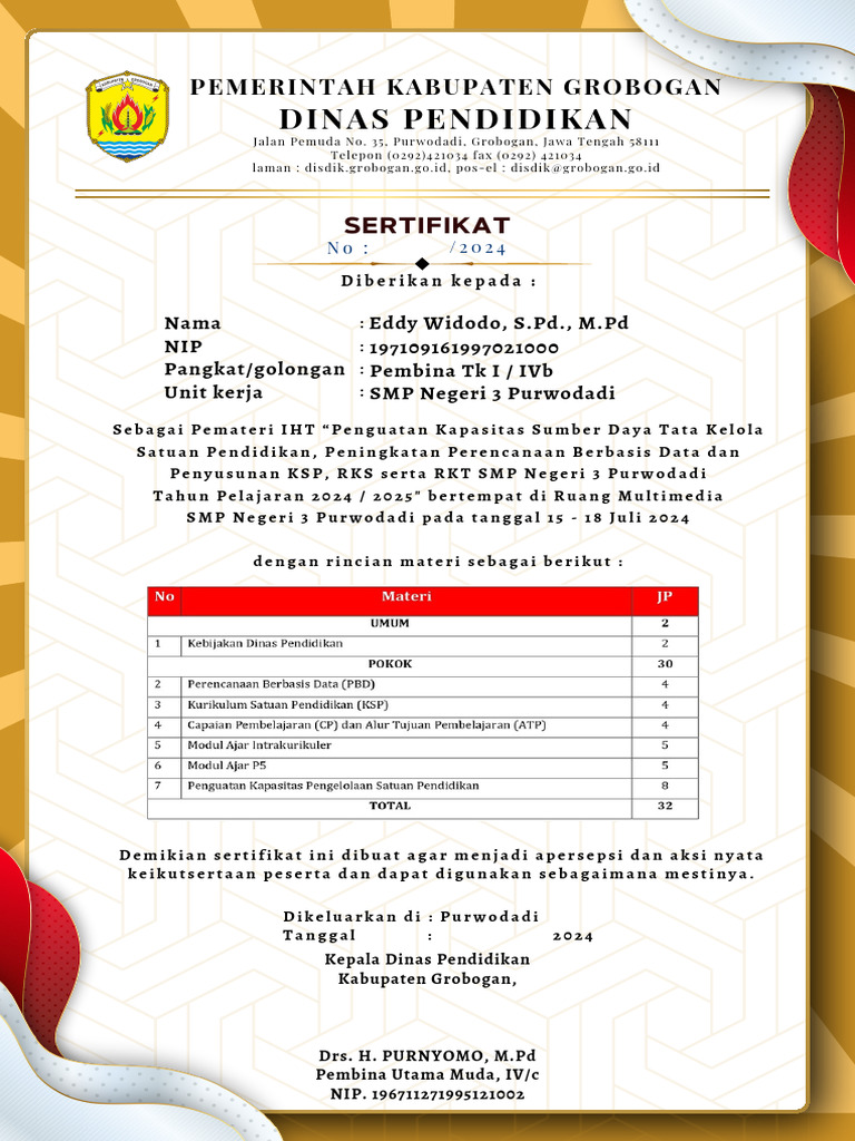 (Buat Banyak 1) Sertifikat IHT 2024 | PDF