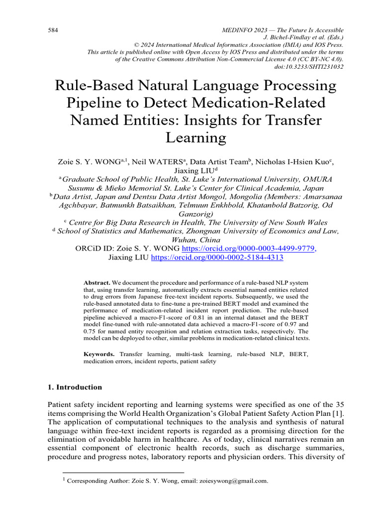 Rule-Based Natural Language Processing Pipeline To Detect Medication ... Rule-Based Natural Language Processing Pipeline To Detect Medication ...
