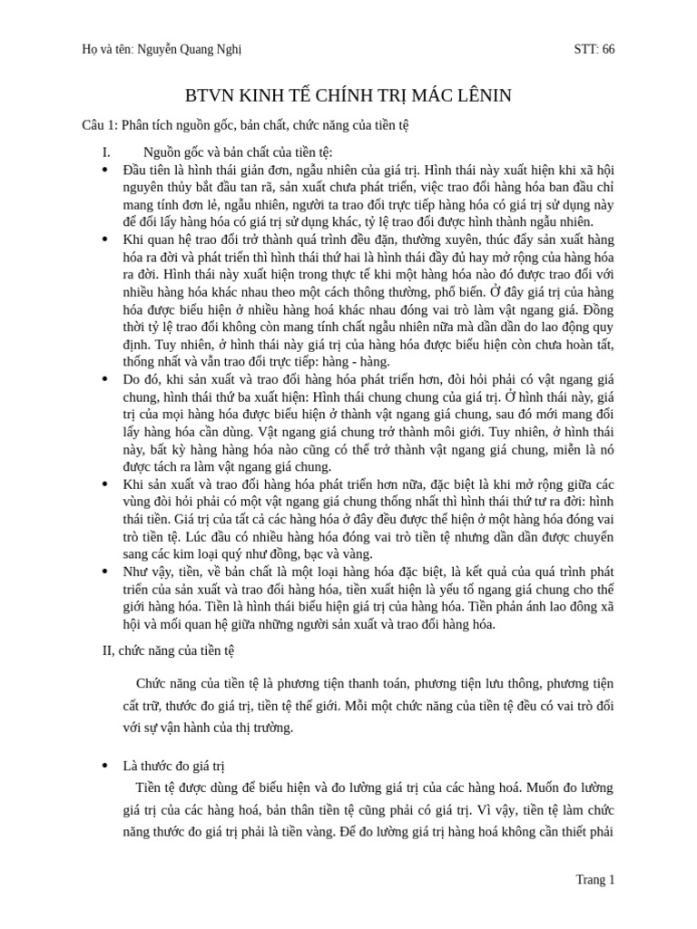 Bài tập KTCT 3 | PDF