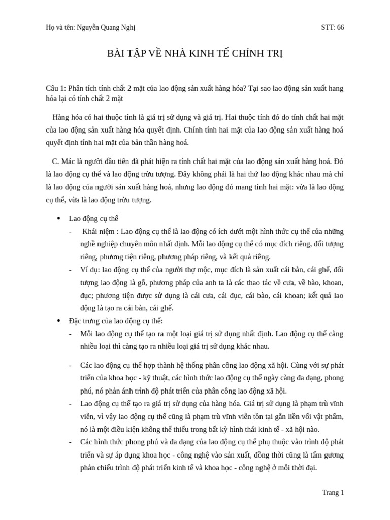 bài tập KTCT 2 | PDF