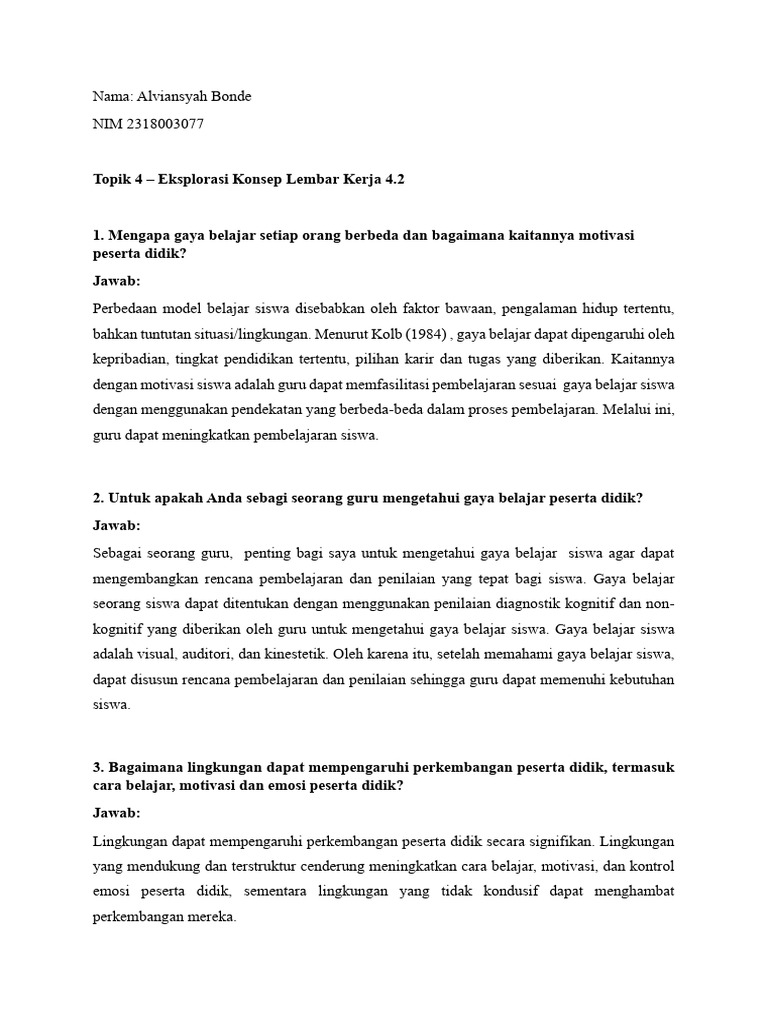 Topik 4 - Eksplorasi Konsep Lembar Kerja 4.2 | PDF | Karier & Perkembangan