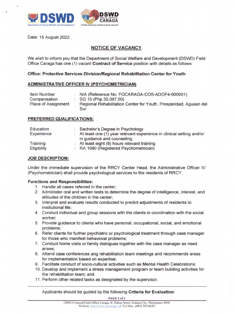 Ao Iv Psychometrician | PDF