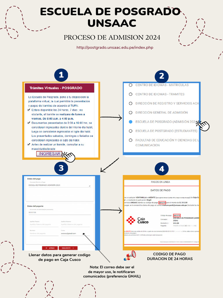 Pasos para Inscribirse en El Proceso de Admision 2024 Epg | PDF