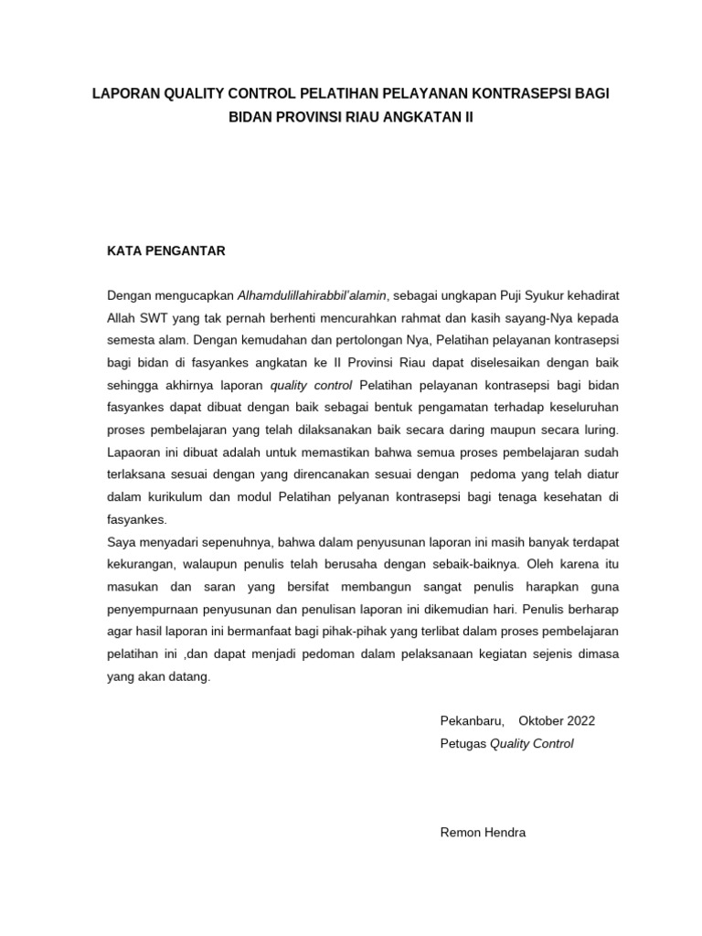 LAPORAN QC Internal | PDF