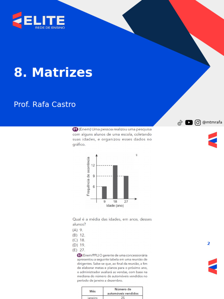 Aula 8 - Matrizes | PDF
