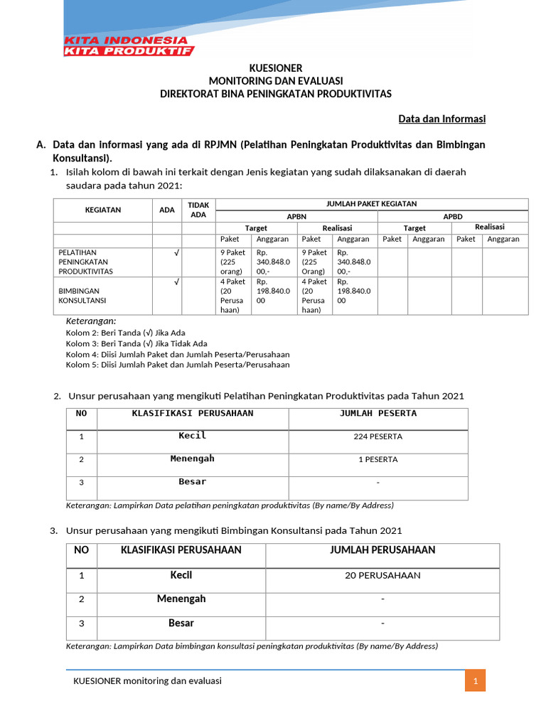 Instrumen - Monev 2021-1 | PDF