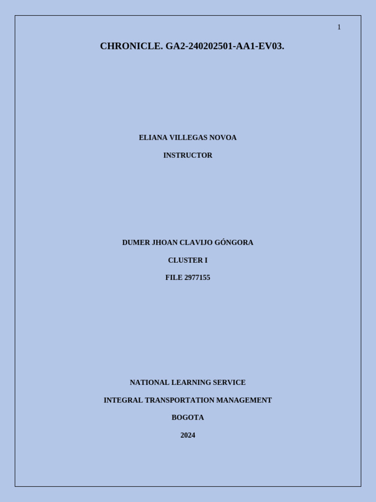 Chronicle. Ga2-240202501-Aa1-Ev03 PDF | PDF