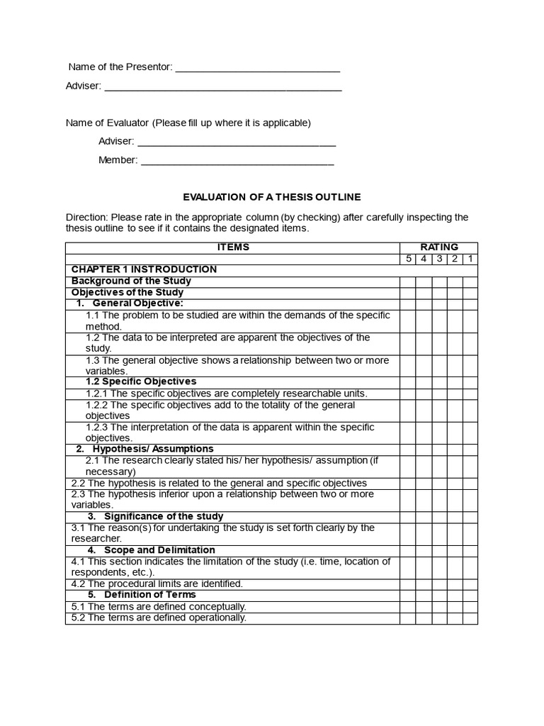 Evaluation of A Thesis Outline | PDF