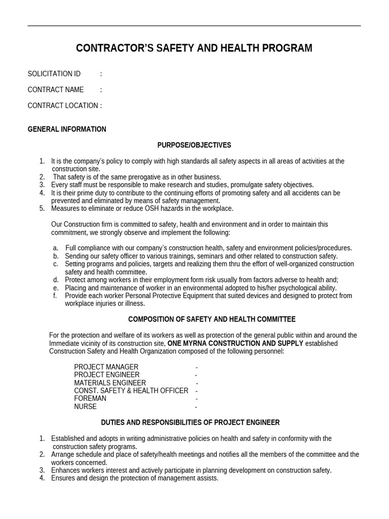 Construction Safety and Health Program 2 | PDF