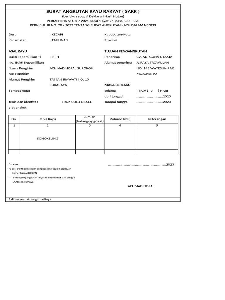 Sakr + Nota Angkutan 2023 | PDF