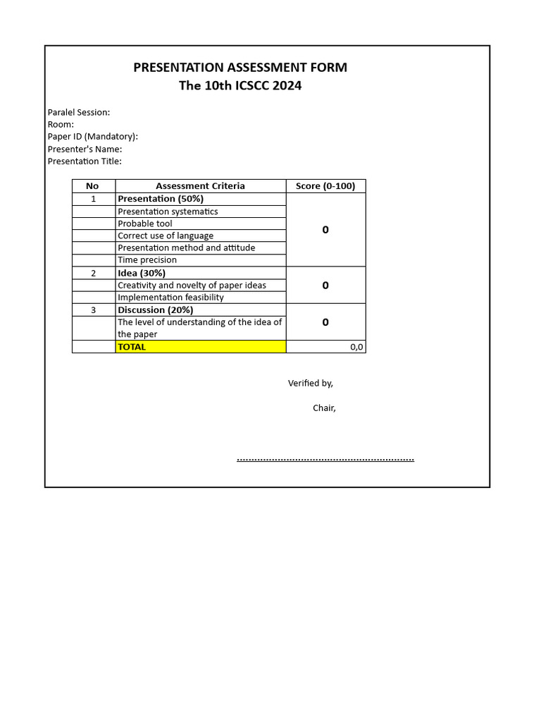 Presentation Assesment_ICSCC 2024 - Google Sheets | PDF Presentation Assesment_ICSCC 2024 - Google Sheets | PDF