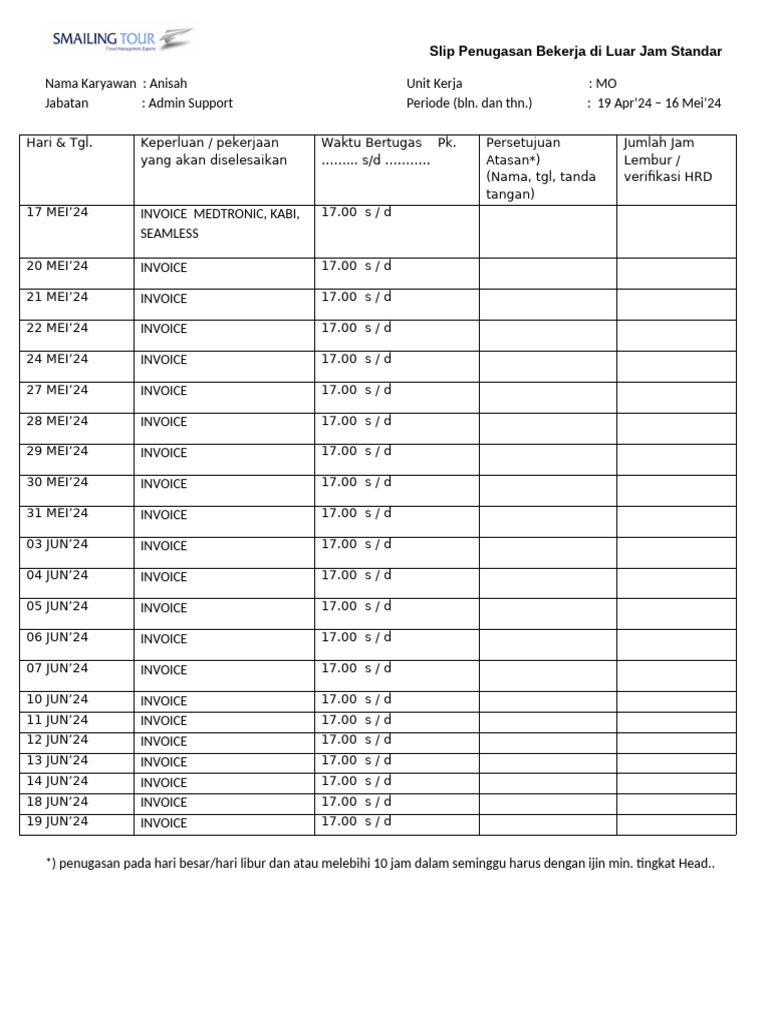 Form LEMBUR | PDF