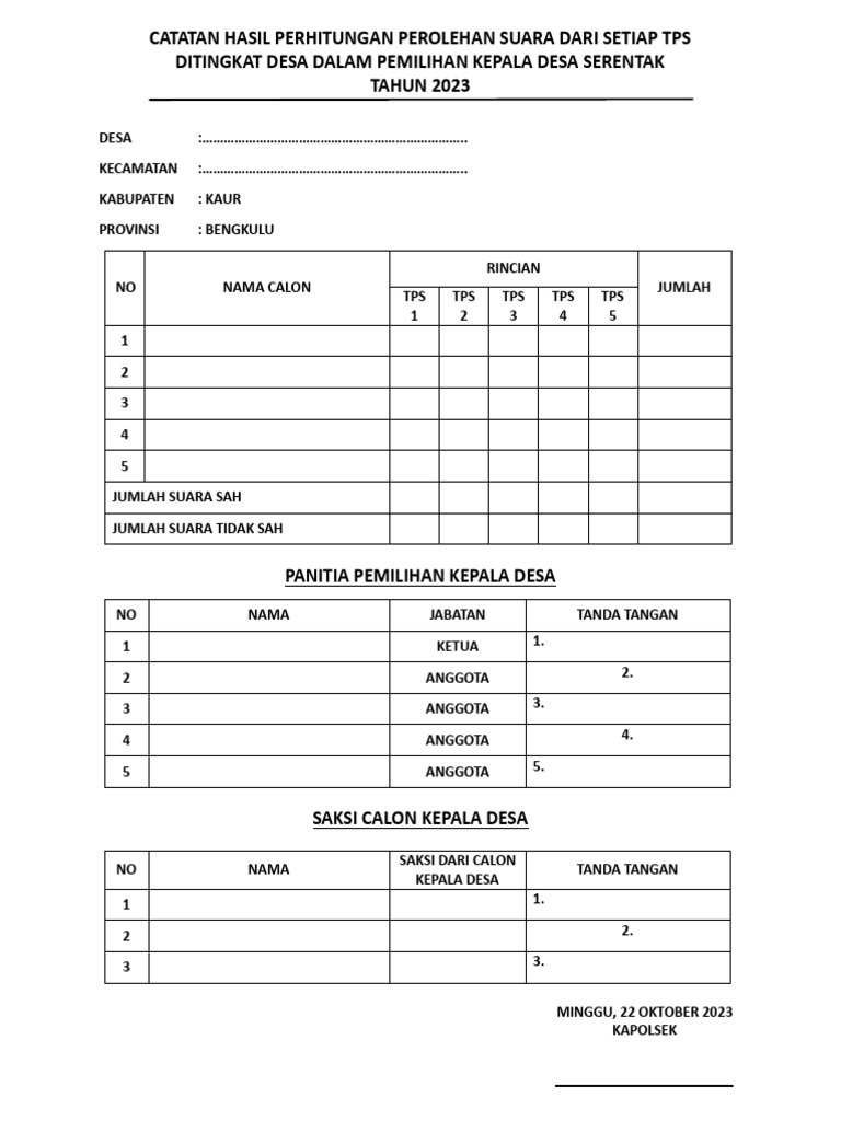 Format Laporan Pilkades | PDF