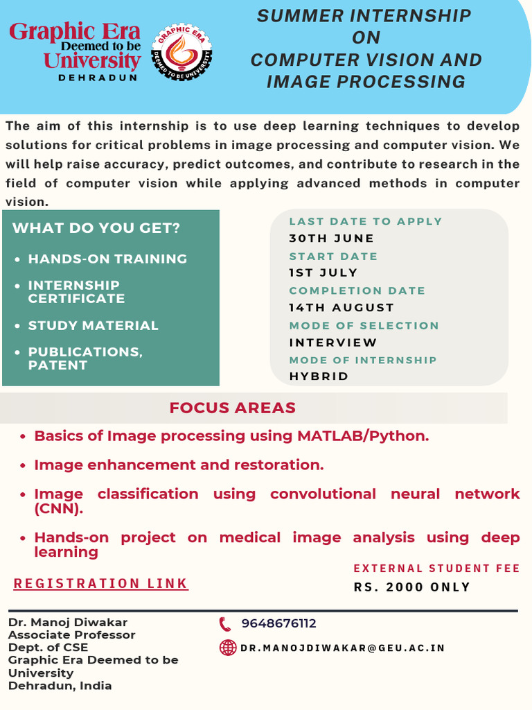 Summer Internship Computer Vision | PDF