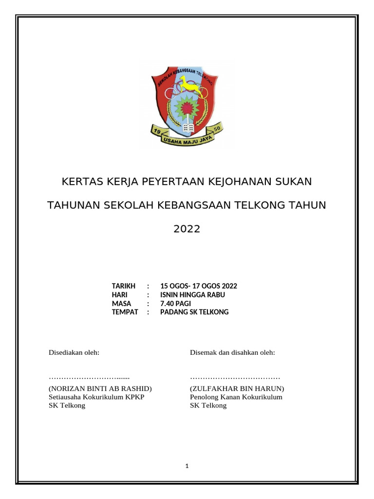 KERTAS KERJA KOT SKT 2022 | PDF