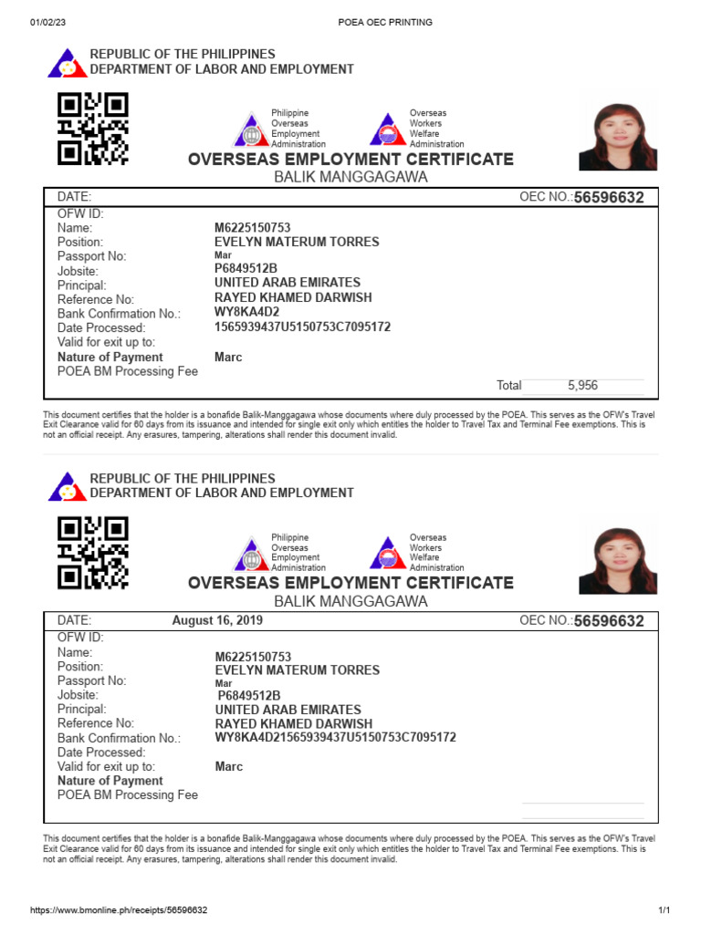 430373857-OEC-1 Madam | PDF