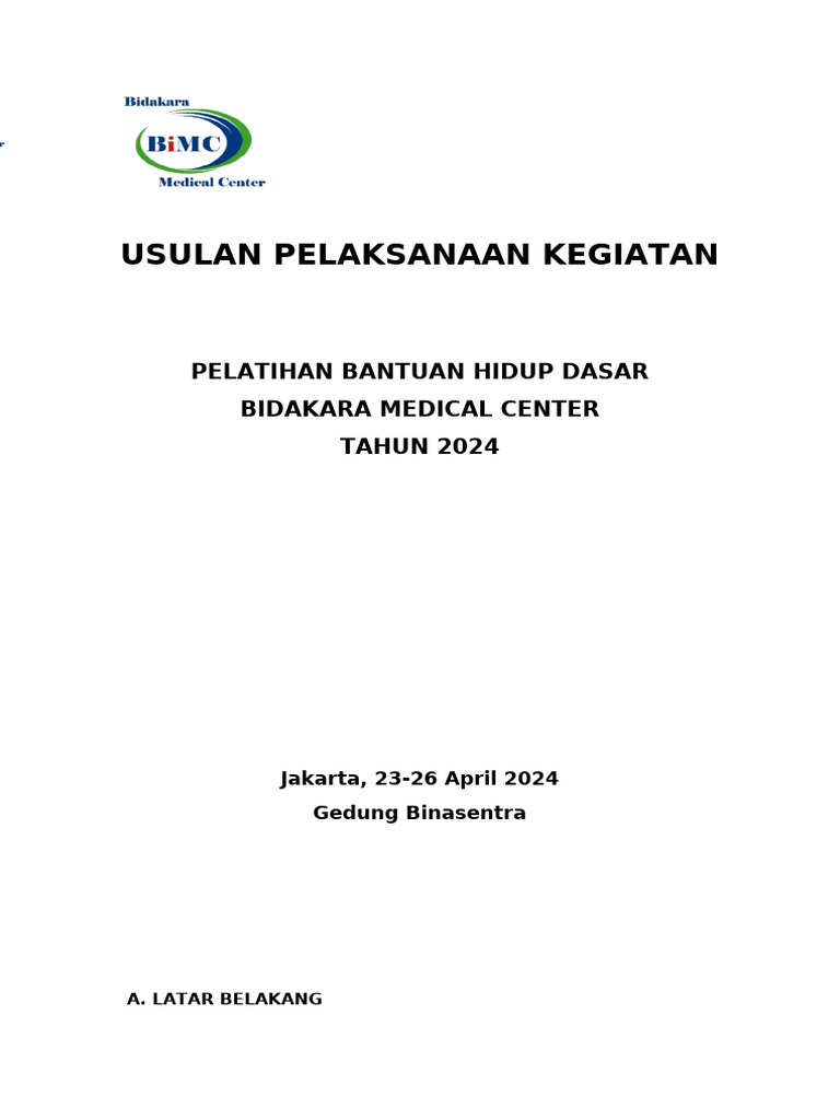 Usulan Kegiatan Pelatihan BHD 2024. A | PDF