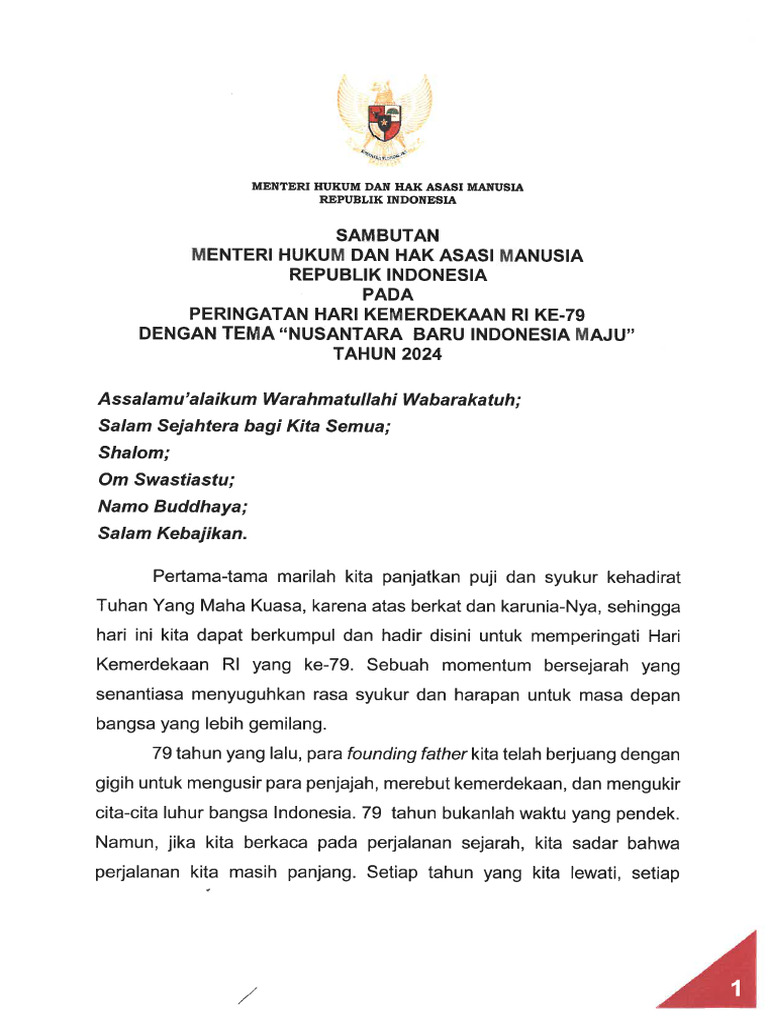 24-08-17 Sambutan HUT Ke-79 Kemerdekaan Republik Indonesia | PDF