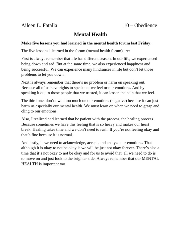 MENTAL HEALTH ARTICLE | PDF