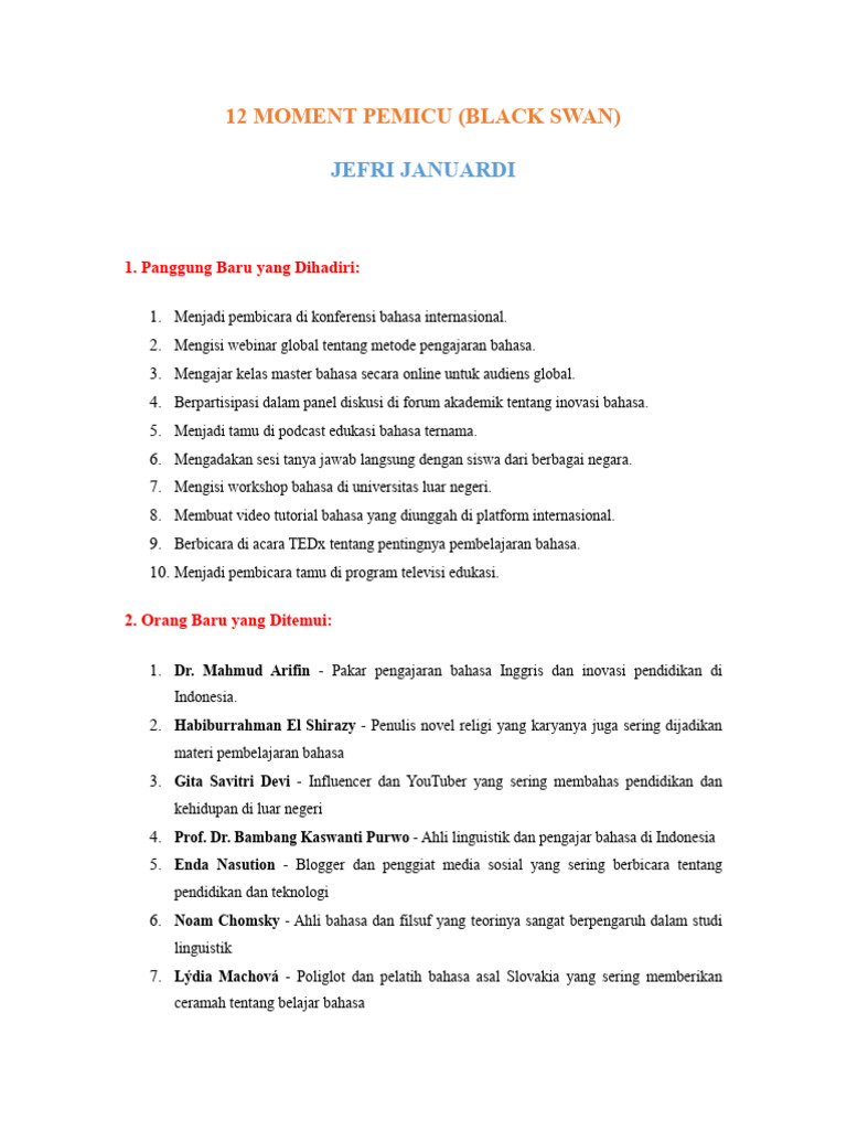 12 Moment Pemicu (Black Swan) - Jefri Januardi | PDF