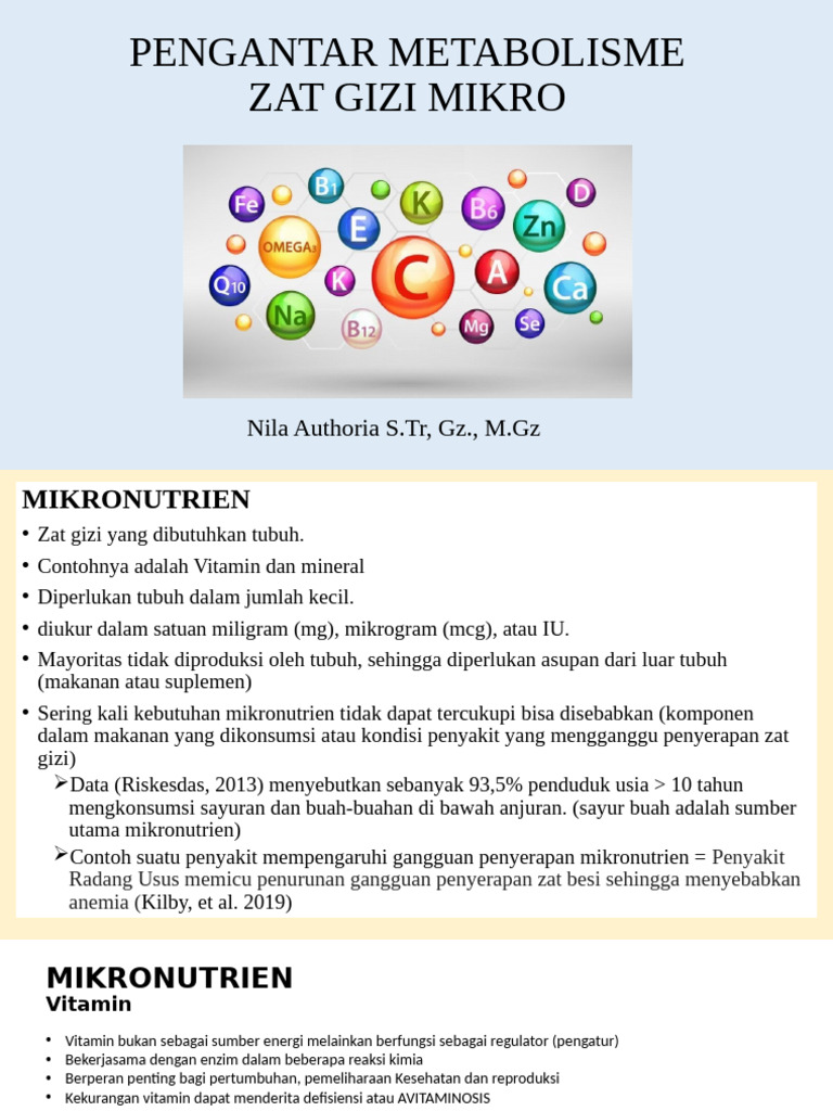 Pengantar Metabolisme Zat Gizi Mikro | PDF