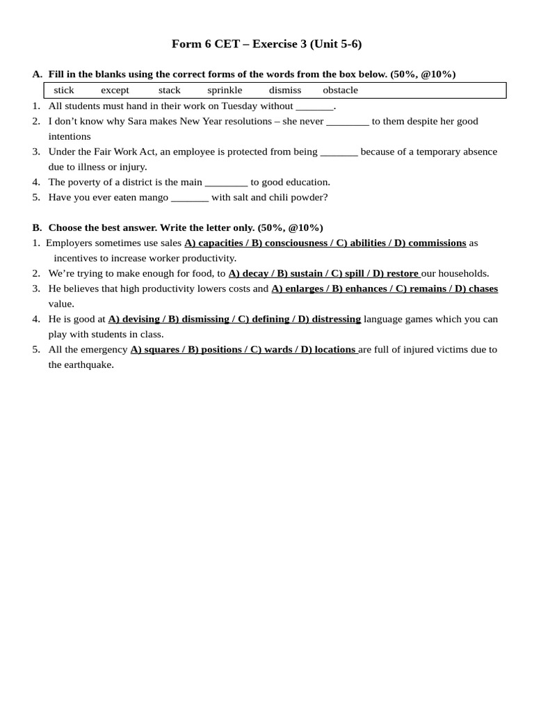 CET Ex3 (Unit 5-6) | PDF